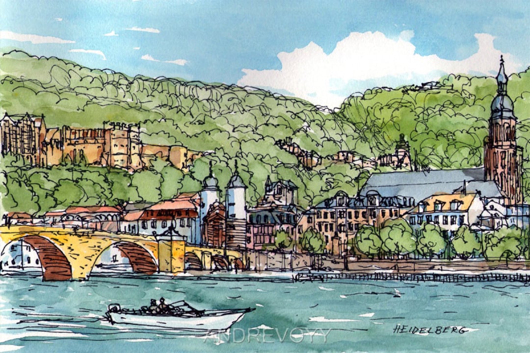 Heidelberg Germany Art Print Print of Original Watercolor Painting - Etsy
