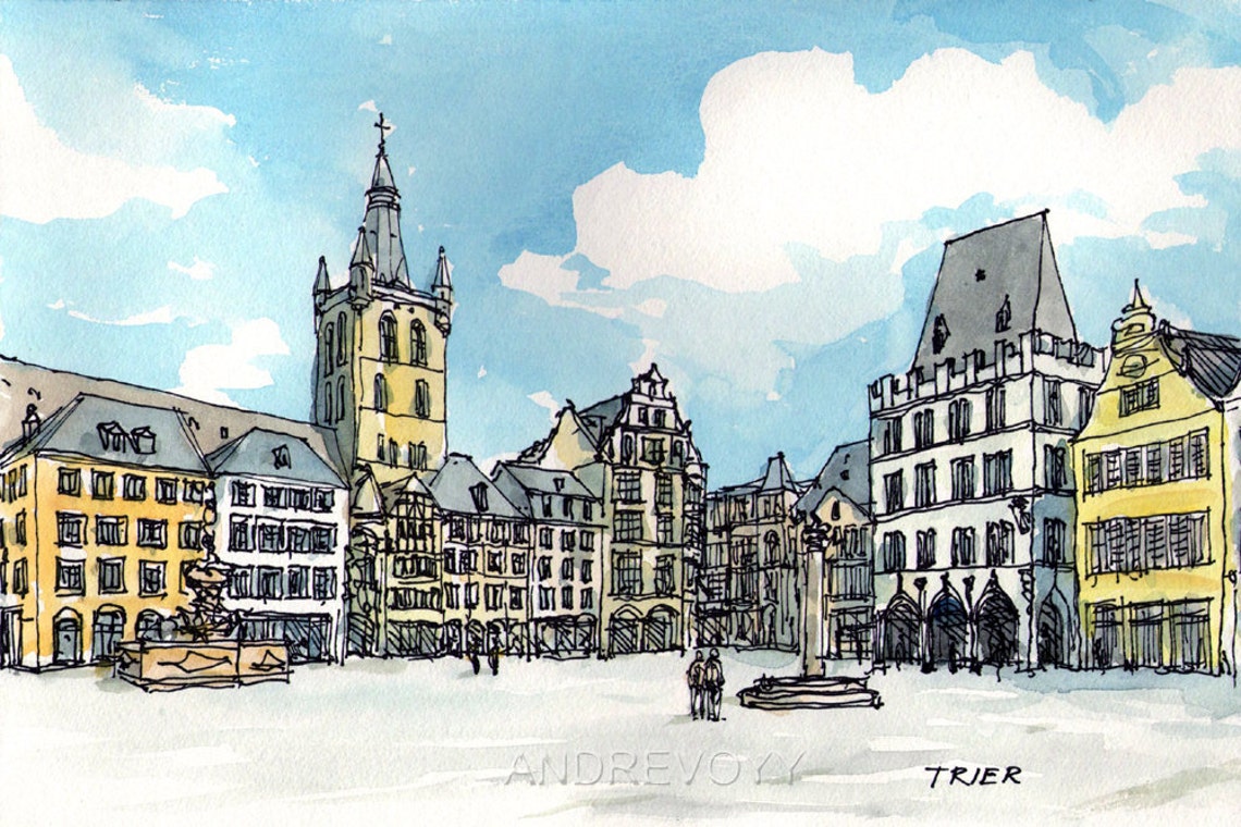 Trier Germany Art Print Print From an Original Watercolor Painting - Etsy