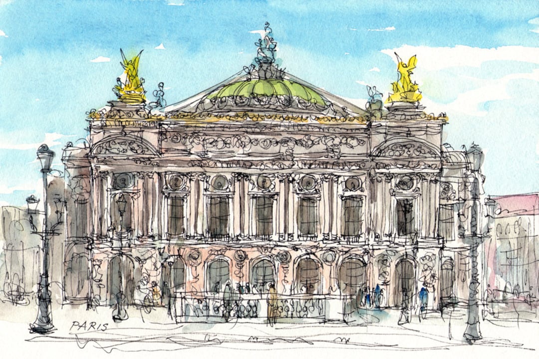 Paris Opera Art Print From an Original Watercolor Painting - Etsy