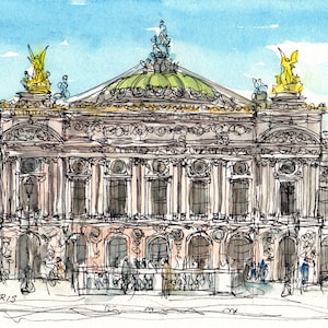 Paris Opera Art Print From an Original Watercolor Painting - Etsy