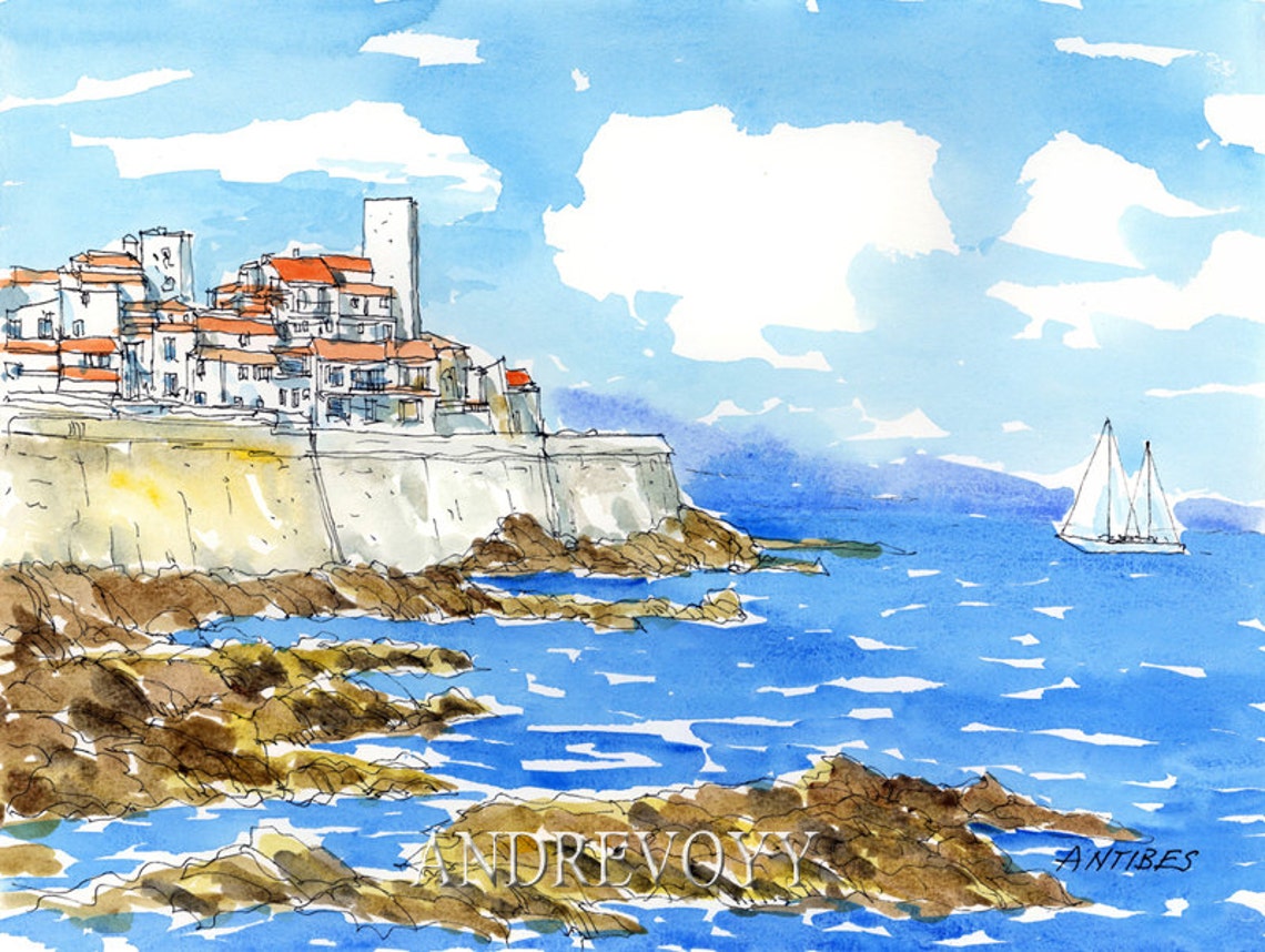 ANTIBES France Art Print From an Original Watercolor Painting - Etsy