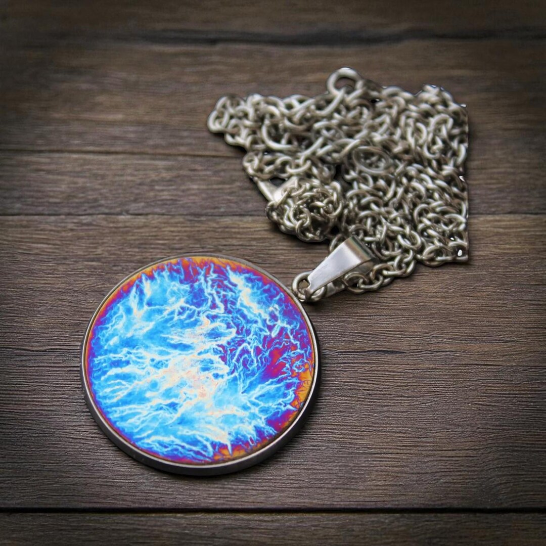 Anodized Titanium Pendant Necklace: Round Colorful Handmade Jewelry - Etsy