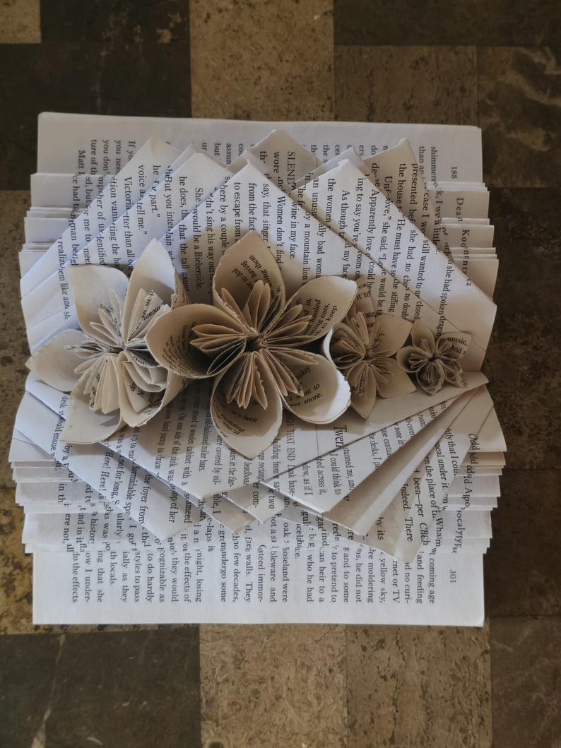 Folded Book Flower Art - Etsy