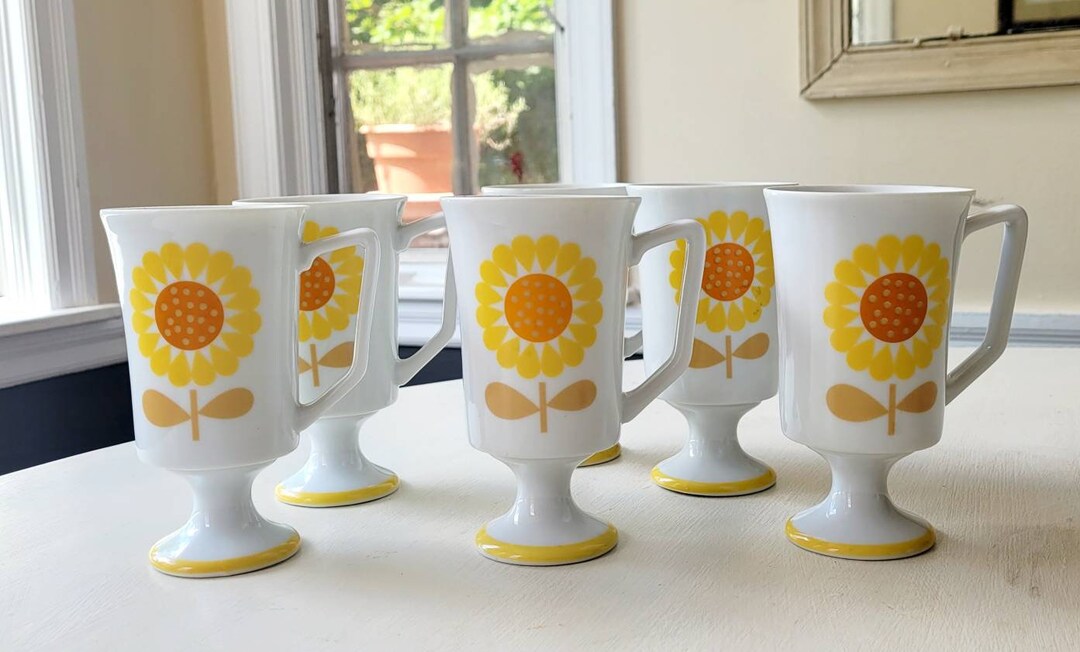 Vintage MCM JSC Serenade Sunflower Coffee Tea Pedestal Mug - Etsy