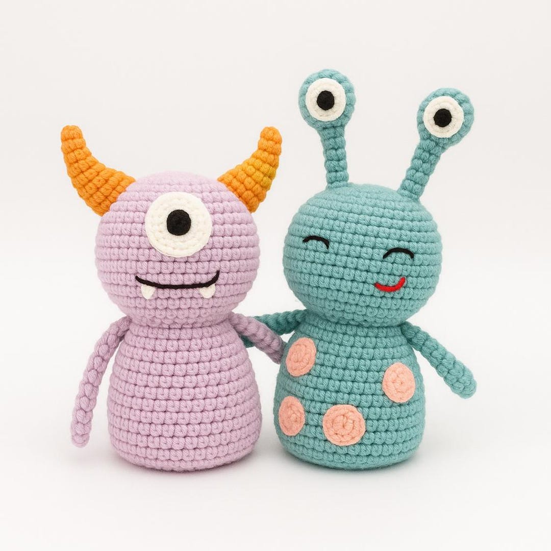 Little Monsters Plush Toy Set for Kids - Soft Stuffed Monster Dolls ...