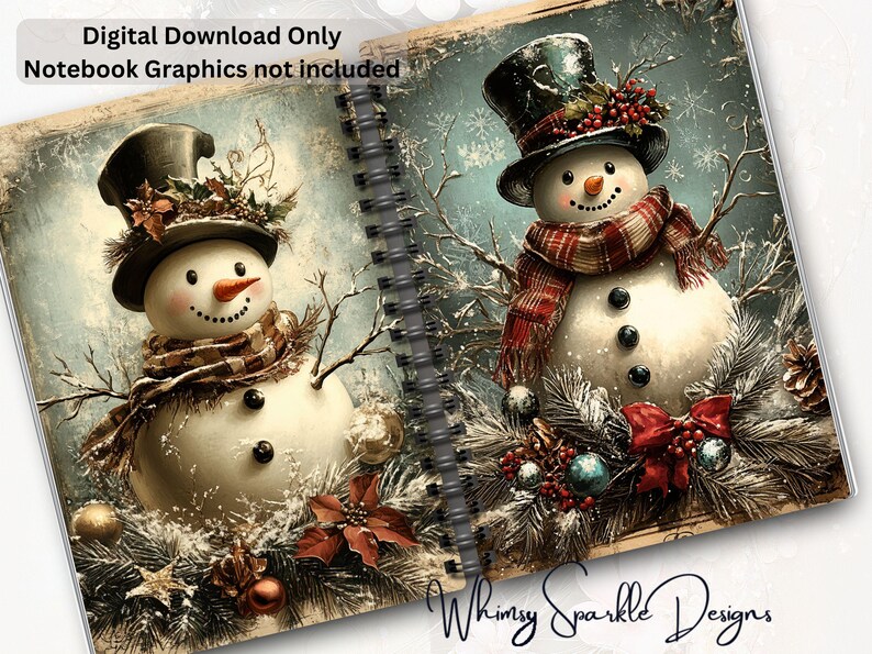 Snowman Printable Pages Bundle, Digital Download for Scrapbooking, 7 ...