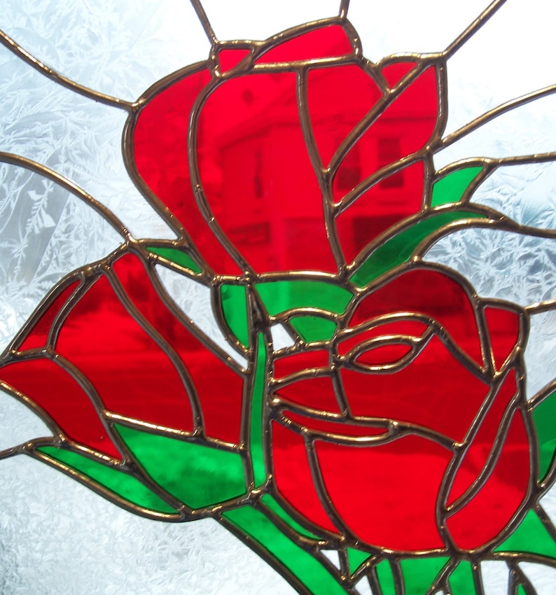 Stained Glass Red Roses | Etsy