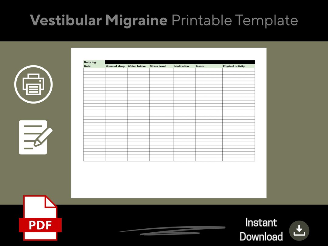 Vestibular Migraine Printable Template - Etsy