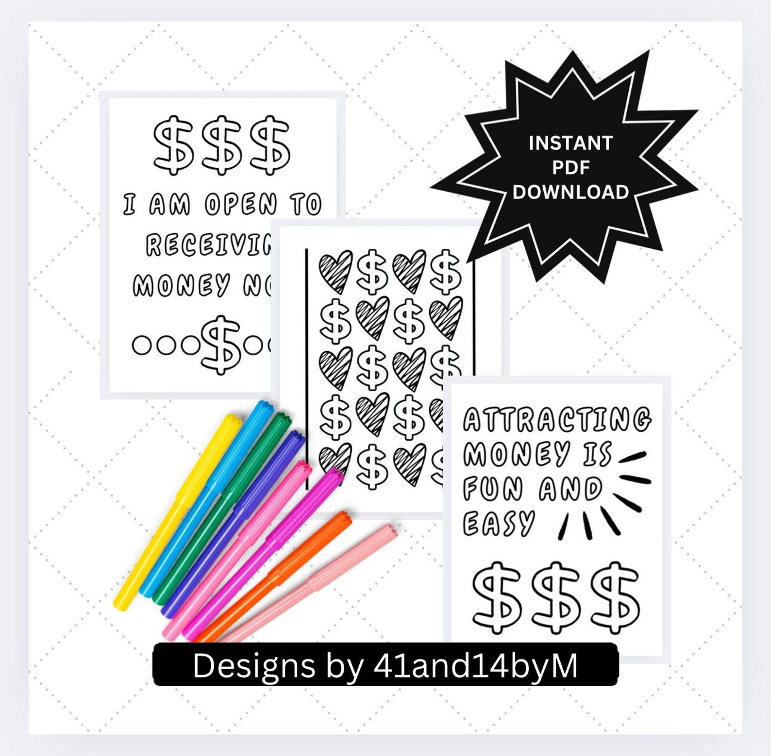 Money Affirmations Adult Coloring Pages: Wealth & Abundance (printable ...