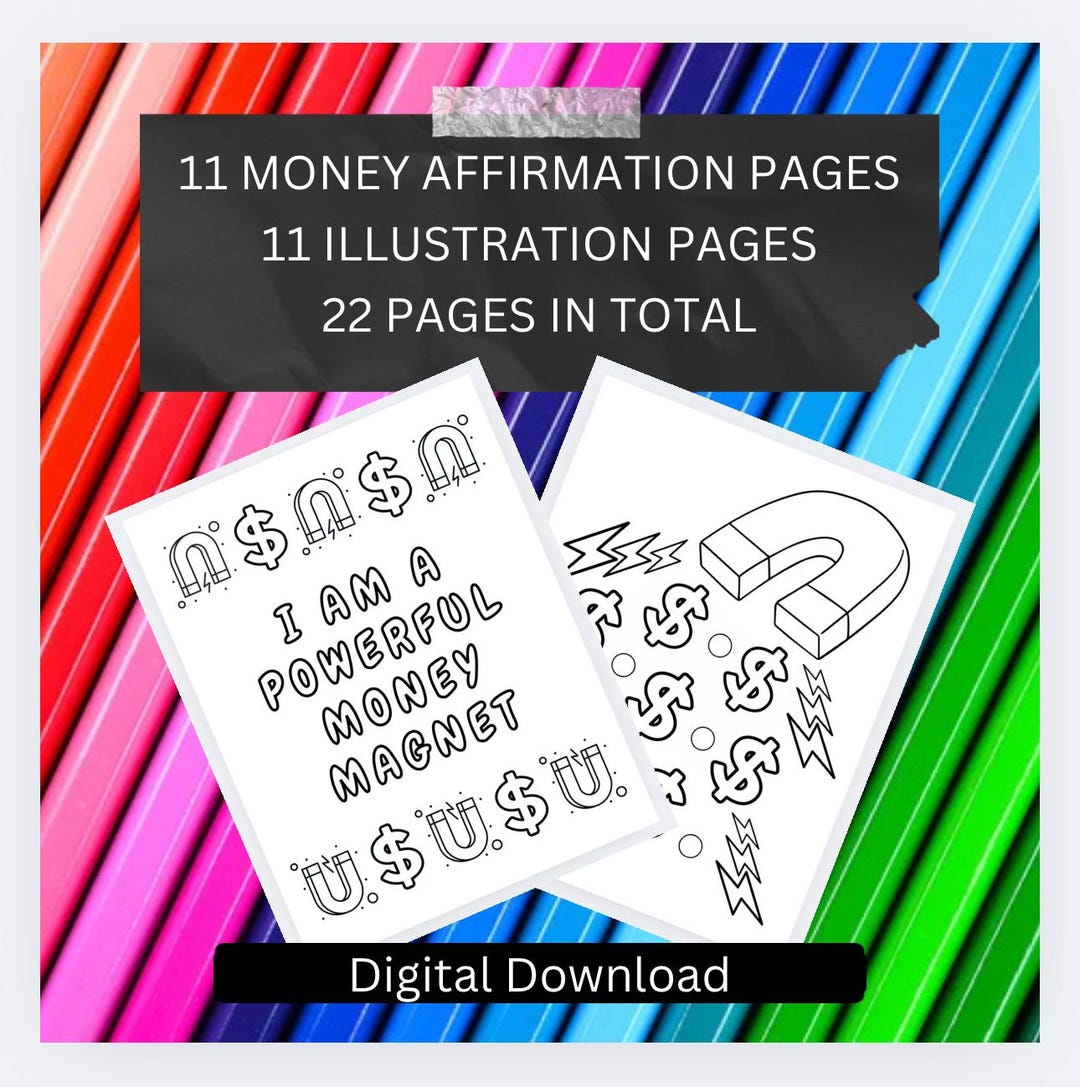Money Affirmations Adult Coloring Pages: Wealth & Abundance (printable ...