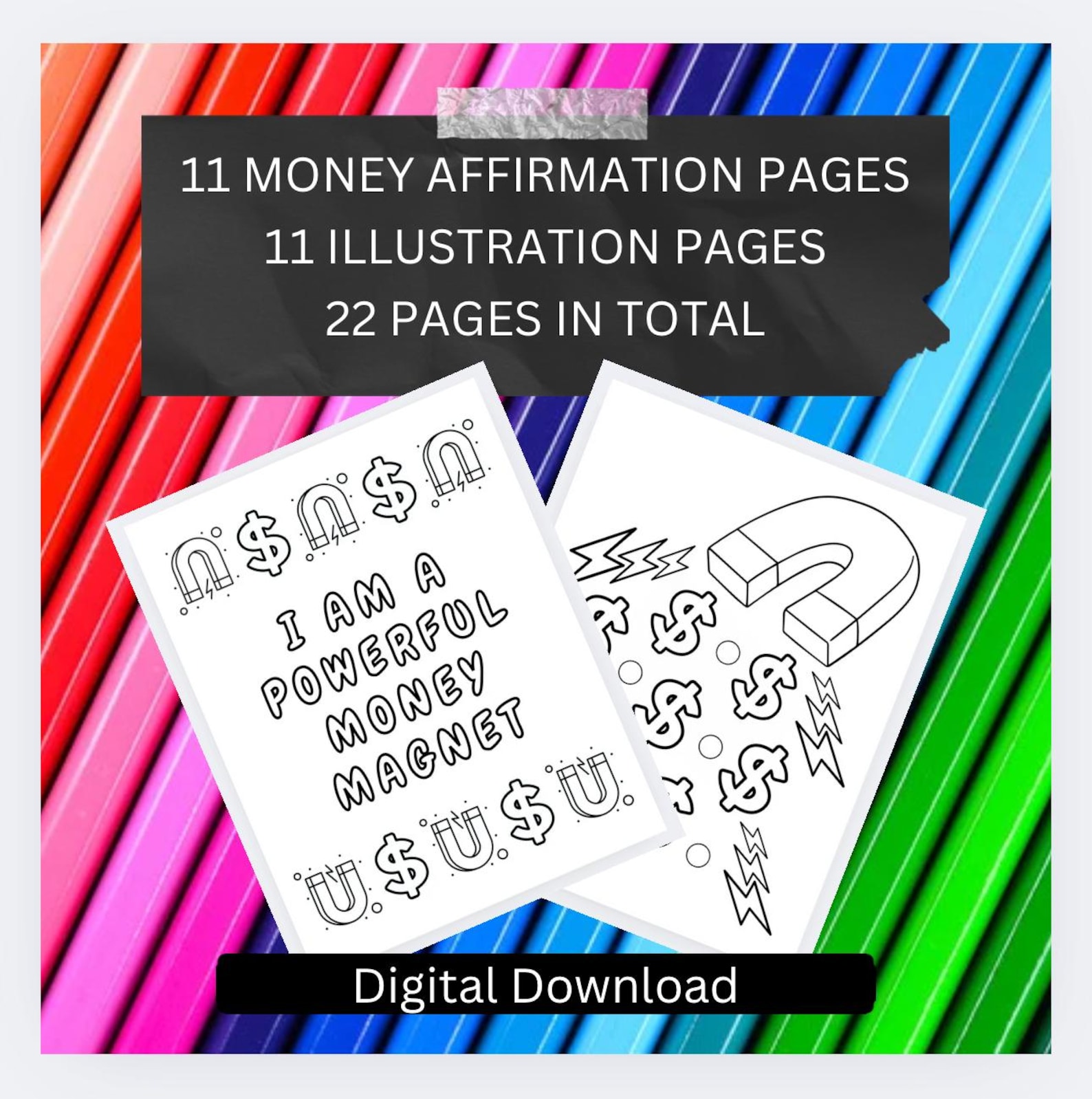Money Affirmations Adult Coloring Pages: Wealth & Abundance (printable ...