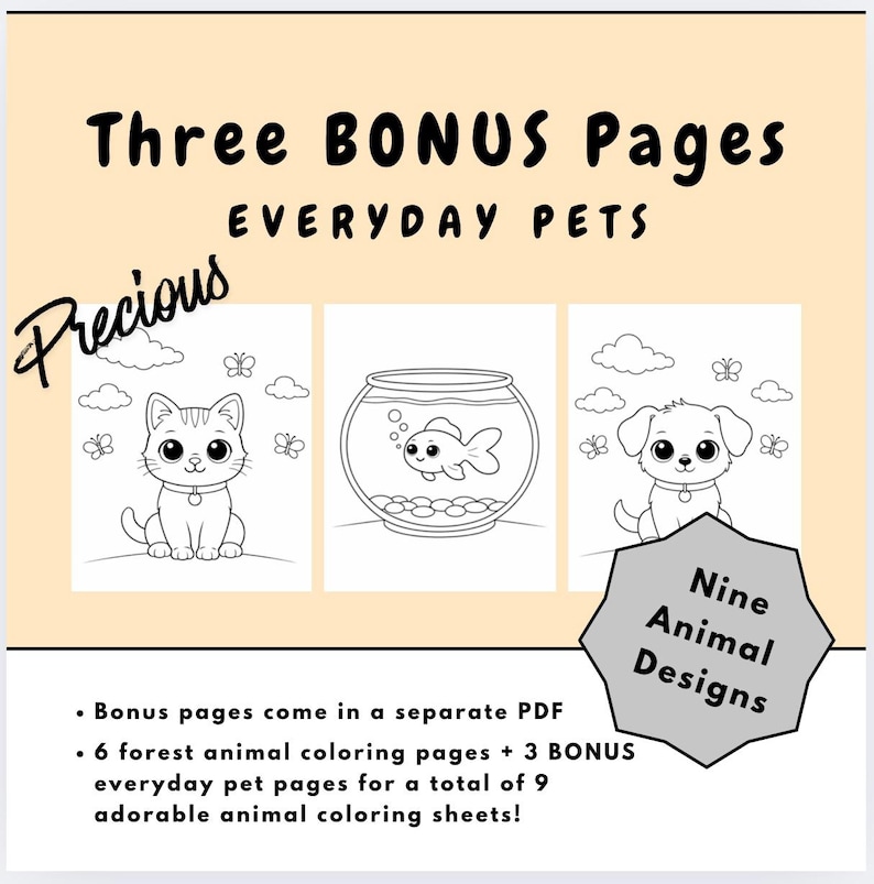 Forest Animals Coloring Pages – Kids Beginner Activity (digital ...