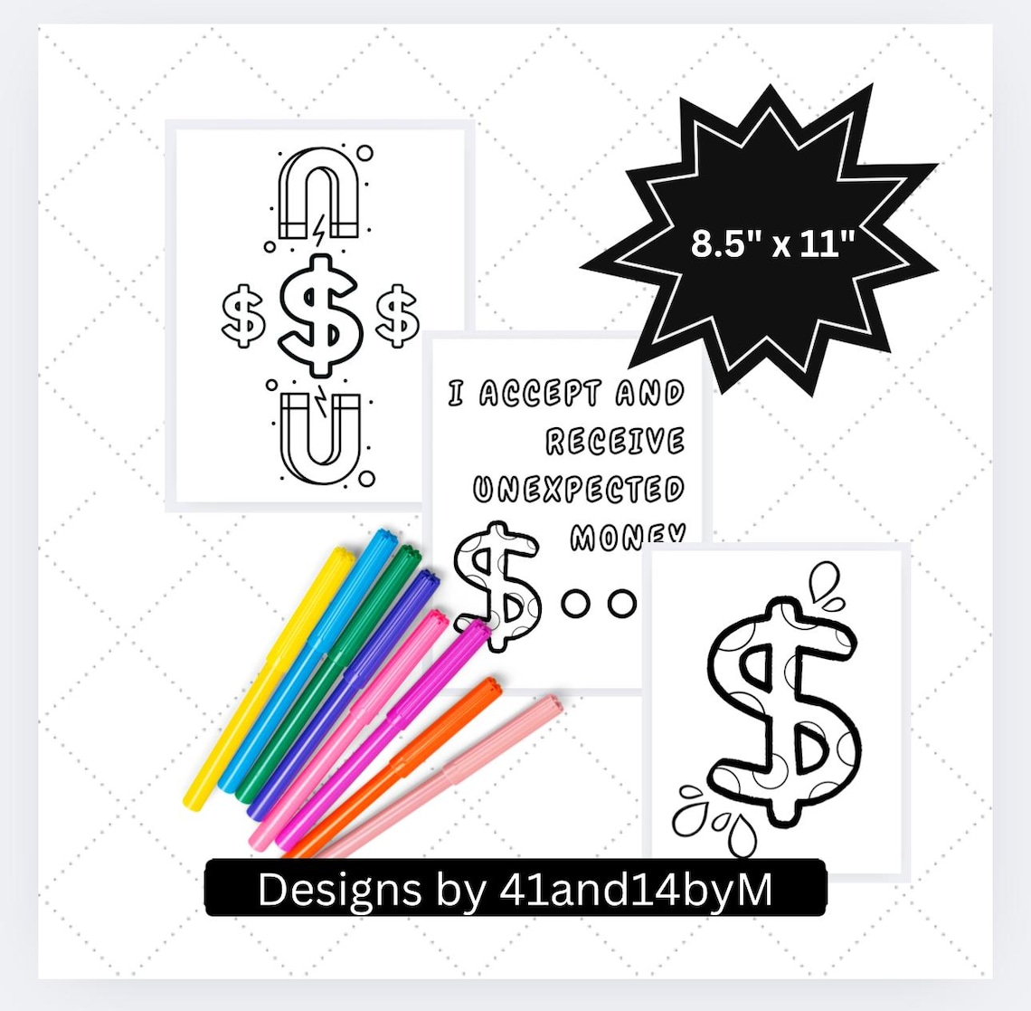 Money Affirmations Adult Coloring Pages: Wealth & Abundance (printable ...