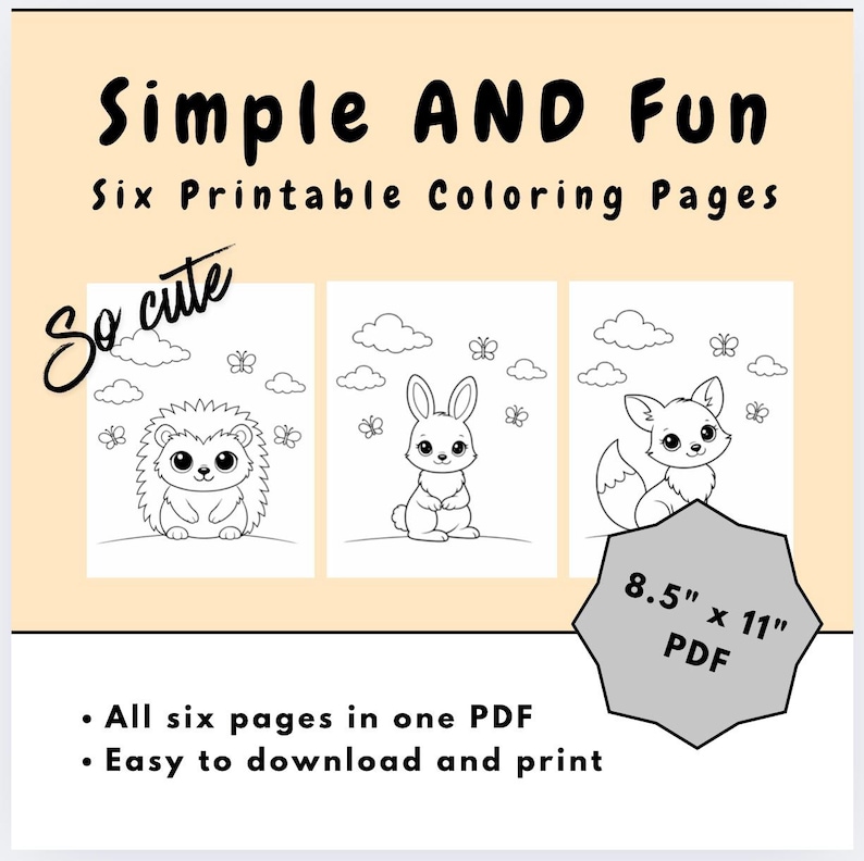 Forest Animals Coloring Pages – Kids Beginner Activity (digital ...