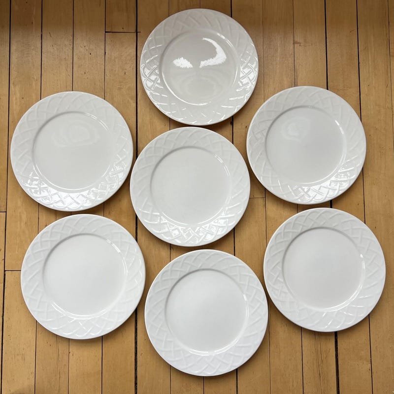 Embossed White Dinnerware - Etsy