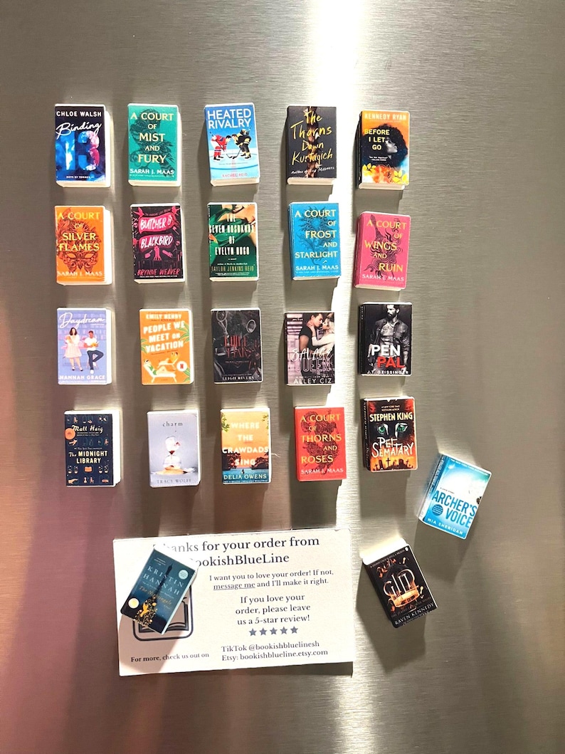 Mini Book Magnets: Book Lover Fridge Decor - Choose Your Titles From ...