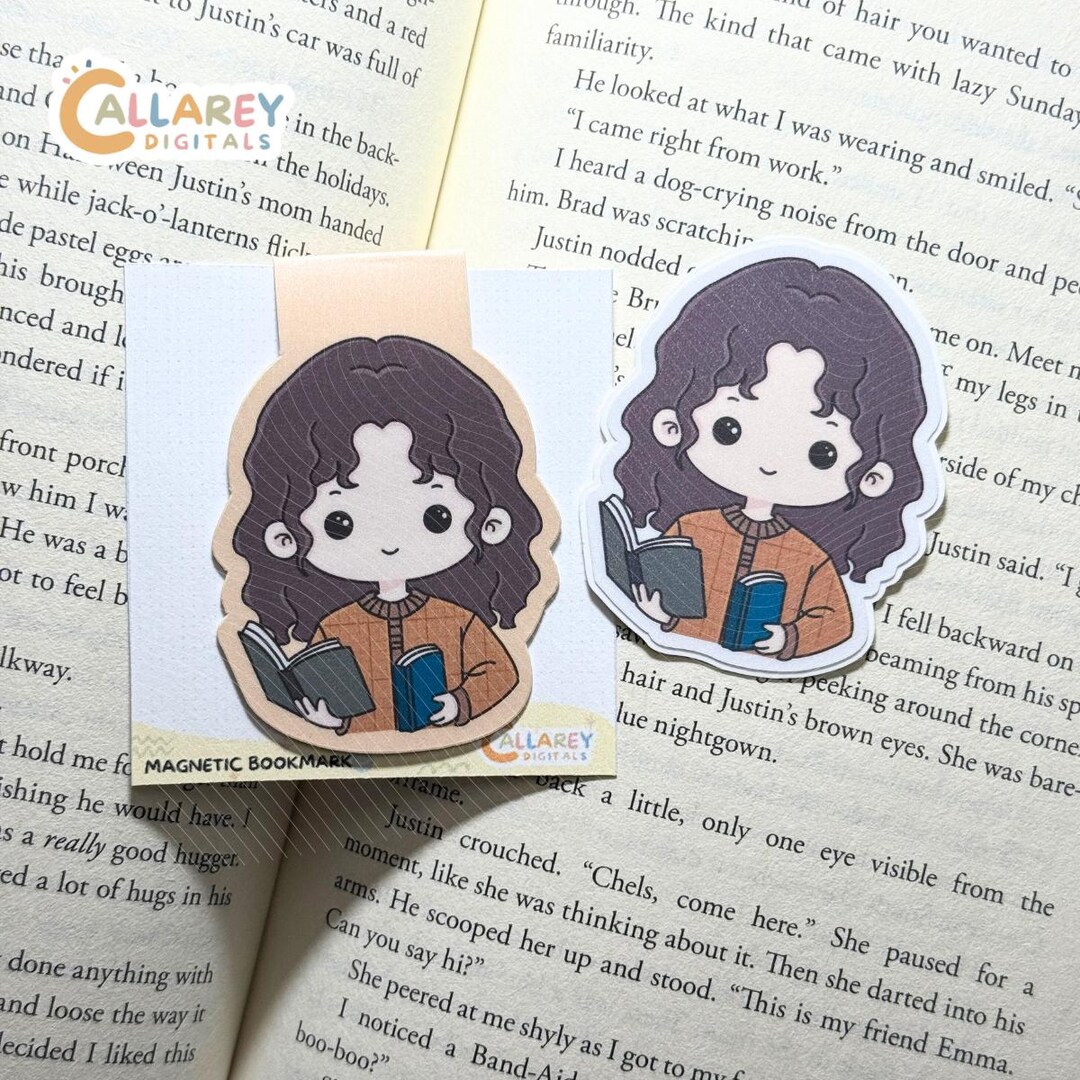 Chibi Bookworm Magnetic Bookmark and Sticker, Handmade - Etsy