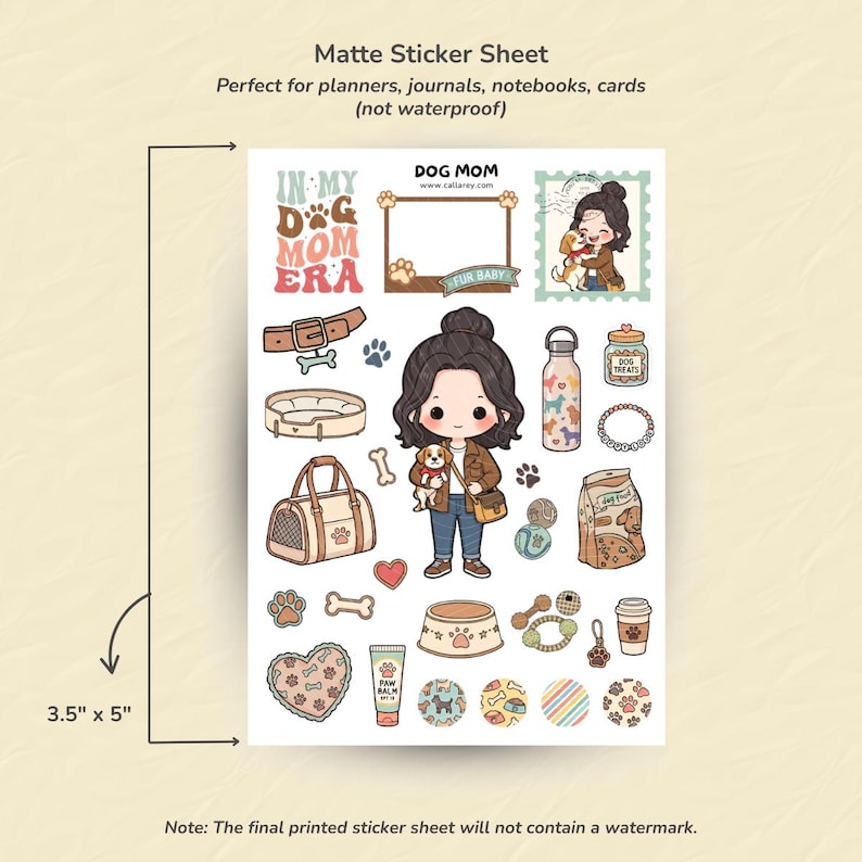 Dog Mom Era Sticker Sheet, Kawaii Pet Lover Journaling Planner Stickers ...