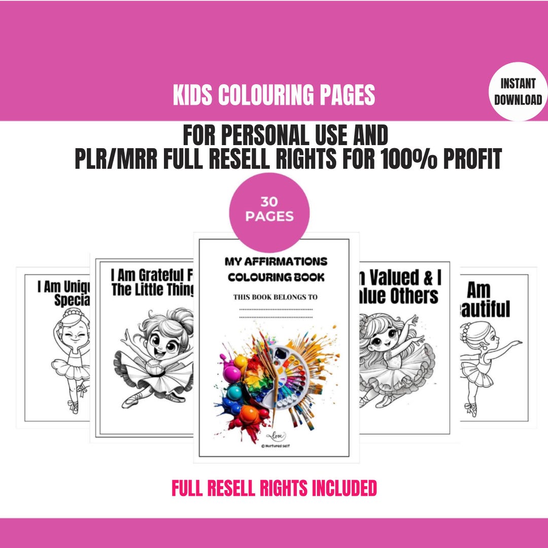 Kids Affirmation Coloring Book PLR – Editable Printable PDF | Positive ...