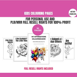 Kids Affirmation Coloring Book PLR – Editable Printable PDF | Positive ...
