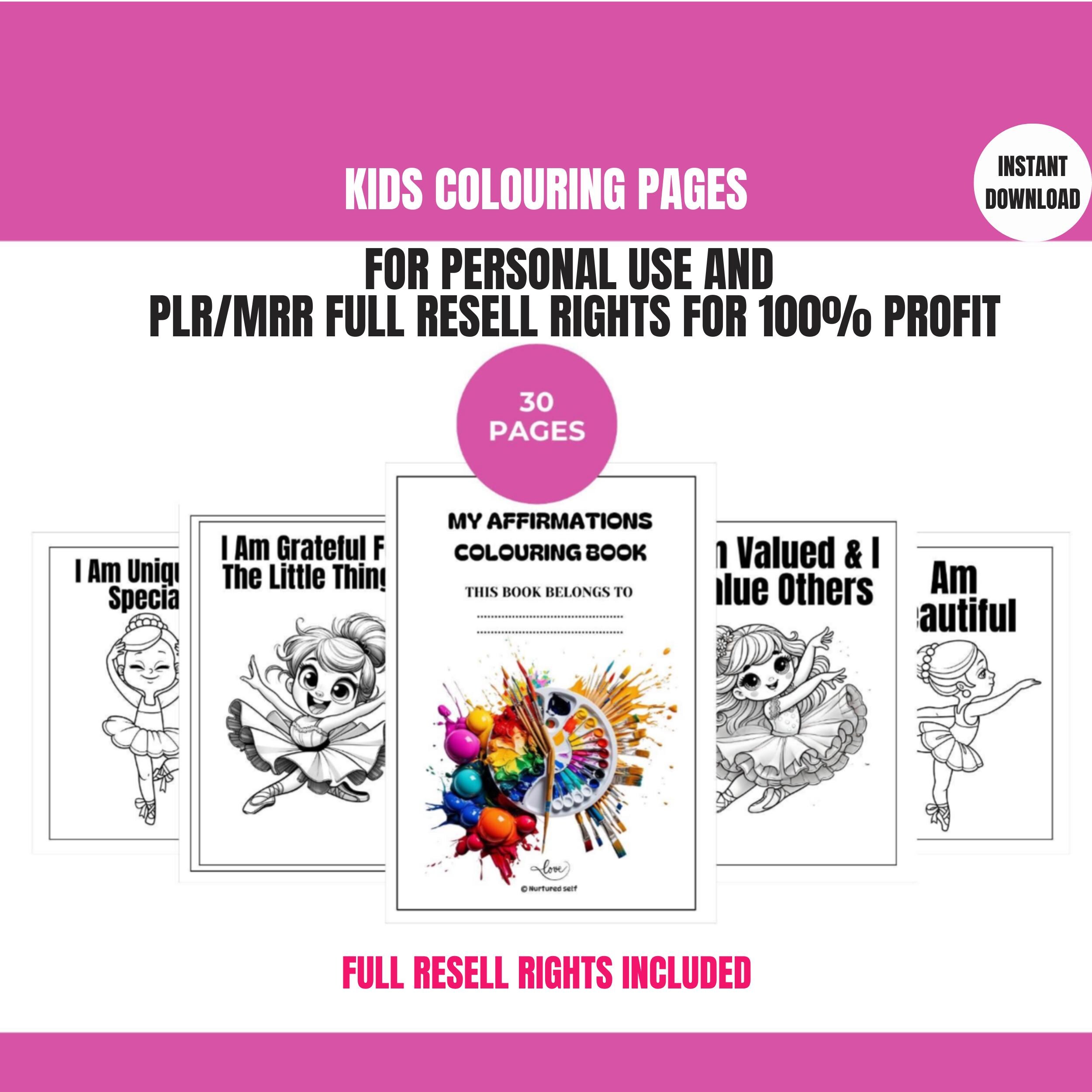 Kids Affirmation Coloring Book PLR – Editable Printable PDF | Positive ...