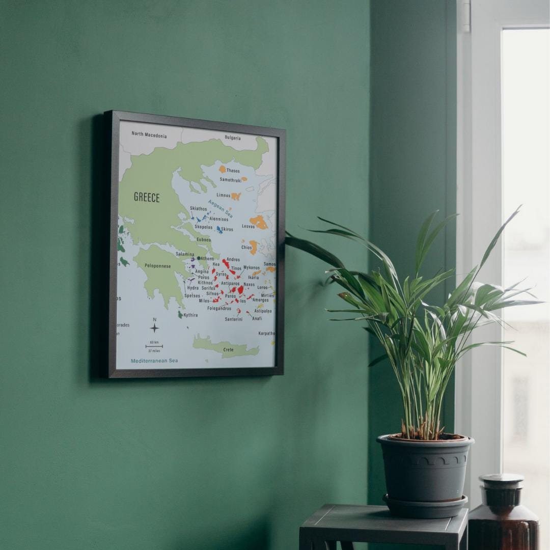 Greek Islands Map Printable - Greece Archipelago Digital Download ...