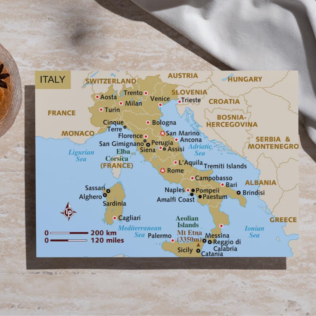 Italy and Islands Map Printable - Digital Travel Map of Italy - Sicily ...