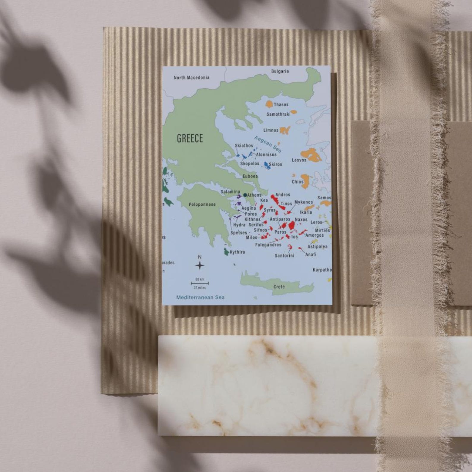 Greek Islands Map Printable - Greece Archipelago Digital Download ...