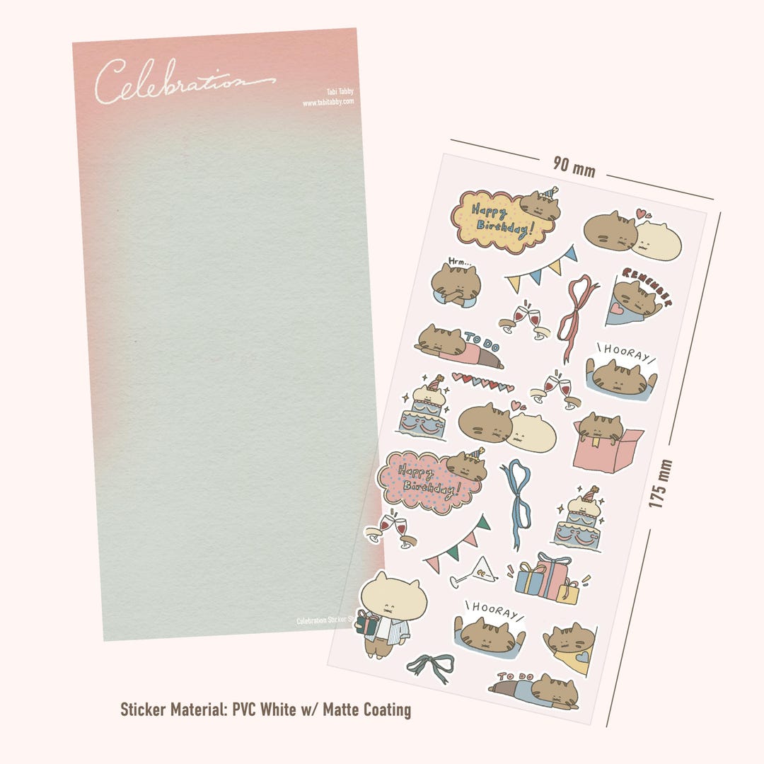 Tabi Tabby Celebration Sticker Sheet - Etsy