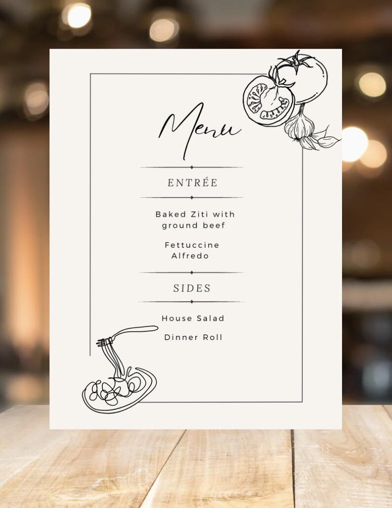 Elegant Wedding Dinner Menu Template | Printable & Editable Reception ...