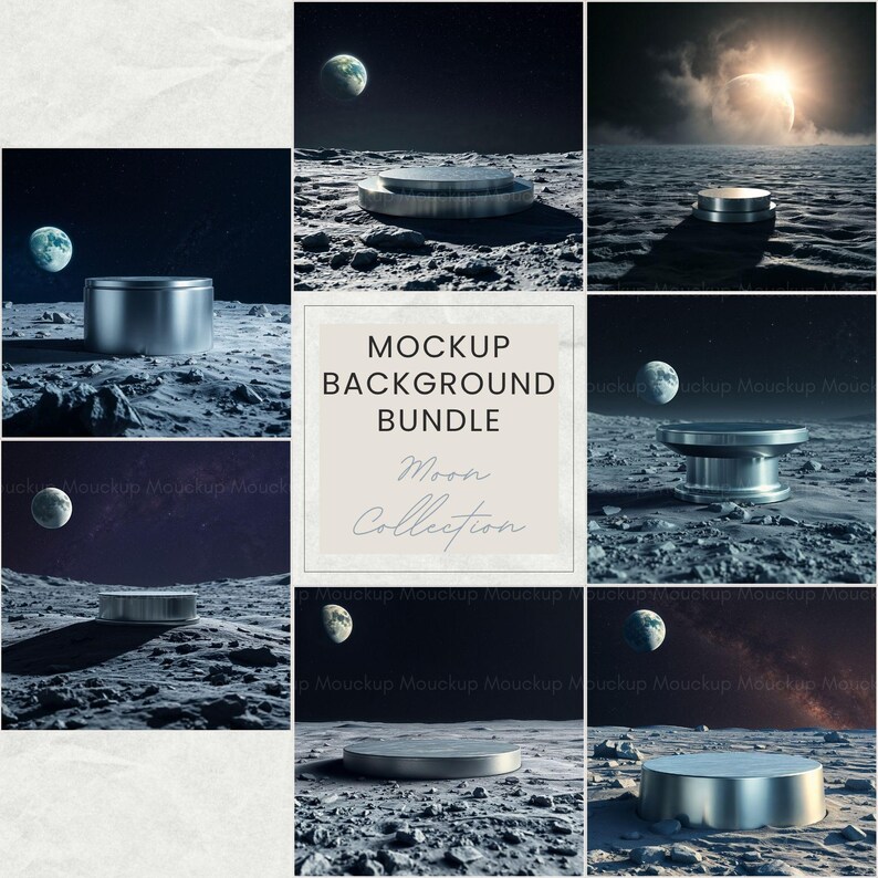 Moon Backdrop Bundle Collection, Canva-optimized Moonlight Backgrounds ...
