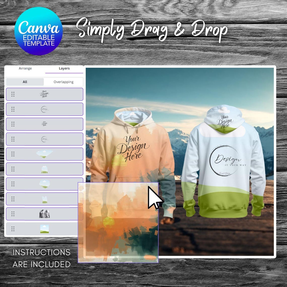 Gildan Drag and Drop Mockup for Canva + Photoshop PSD Template, Fully ...