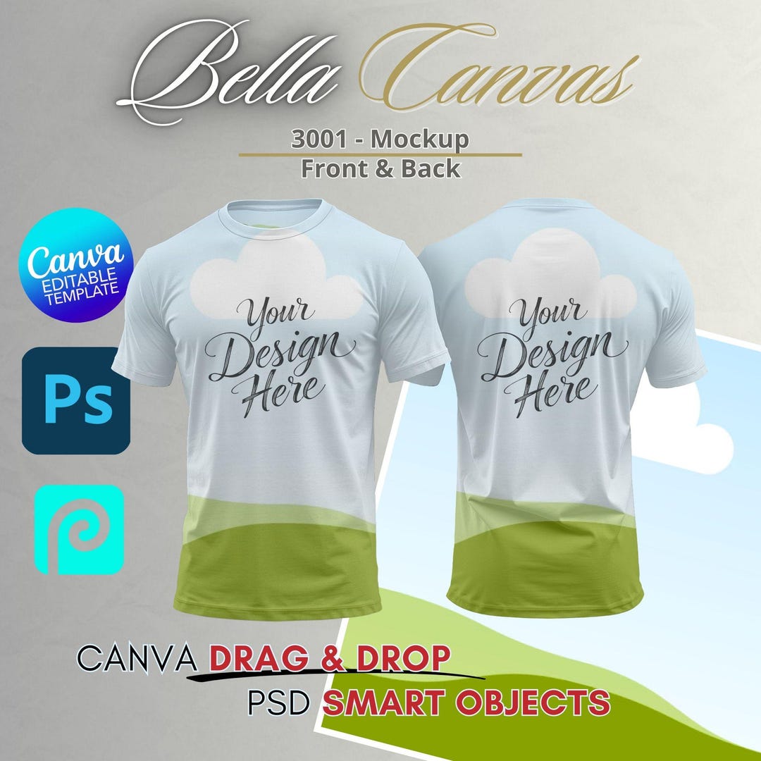 Canva Drag and Drop Template Bella Canvas T-shirt Mockup, Photoshop ...
