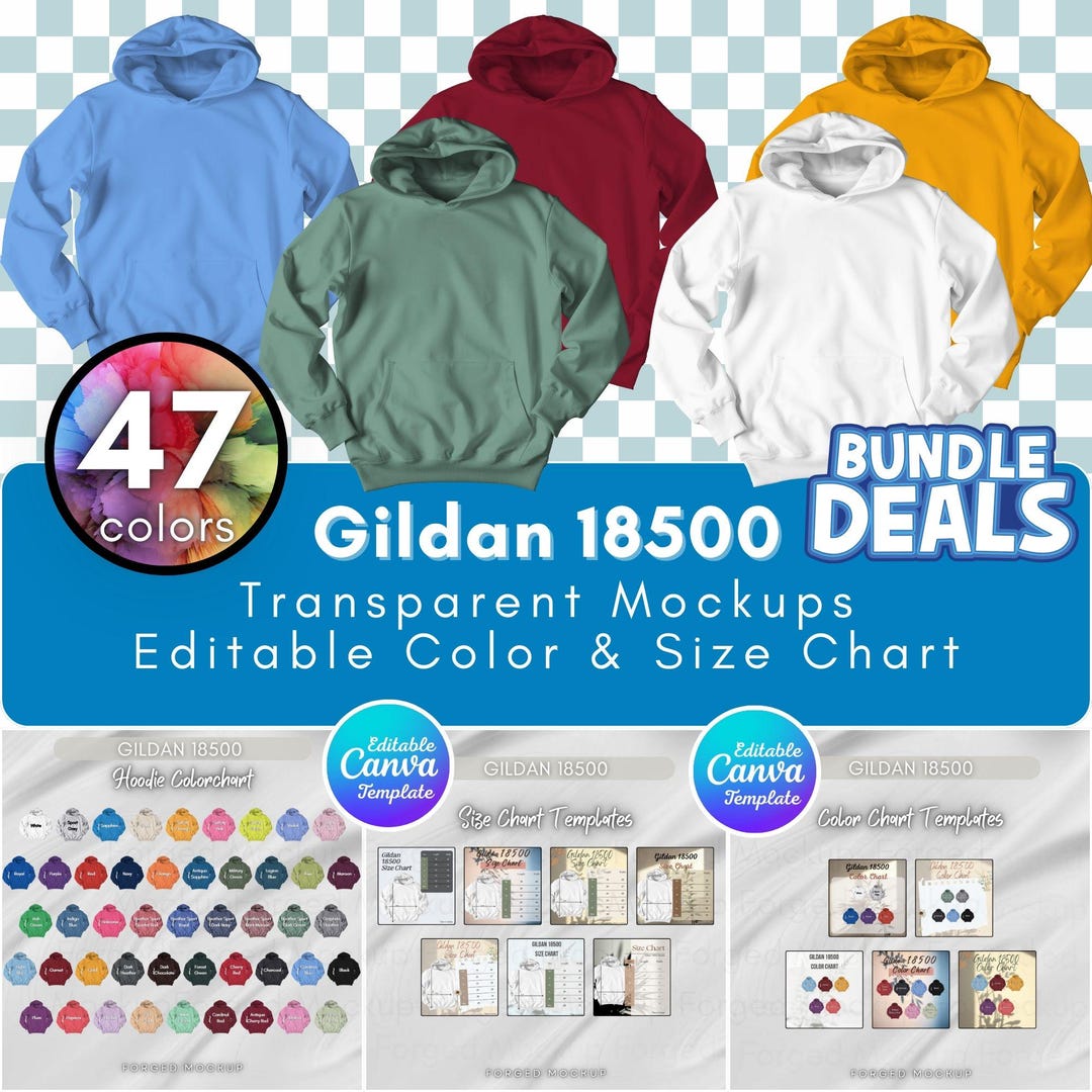 Editable Gildan Hoodie Color Chart, Size Chart , Canva Template ...