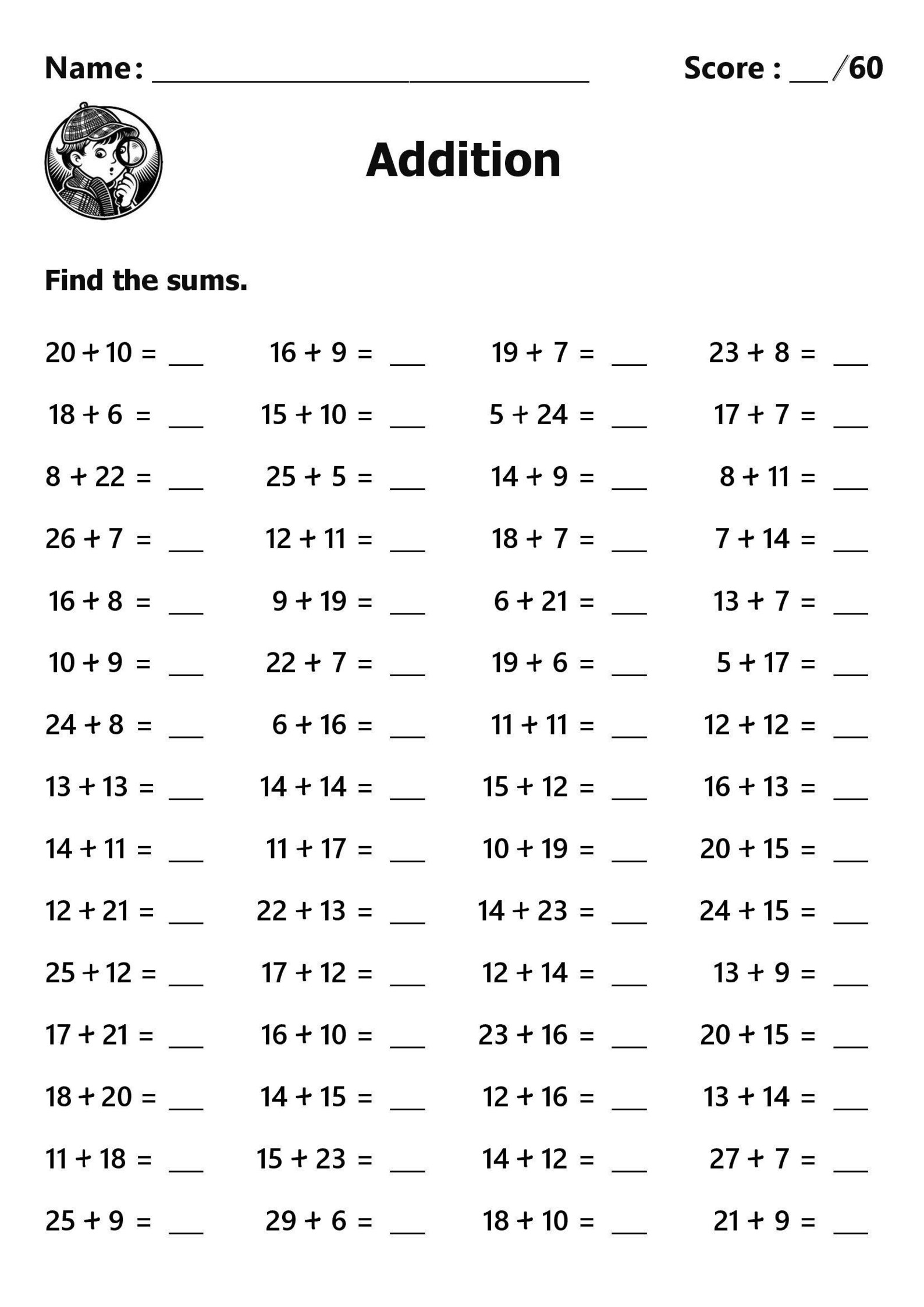 10 Addition Fill in the Blanks Worksheets With Answer Key for 1st Grade ...