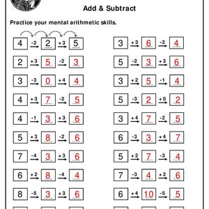 2nd & 3rd Grade Mental Math Worksheet Bundle – 10 Printable Horizontal ...