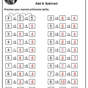 Mental Math Worksheet Bundle for Kids – 10 Printable Horizontal ...