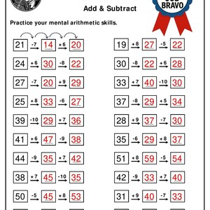 2nd & 3rd Grade Mental Math Worksheet Bundle – 10 Printable Horizontal ...
