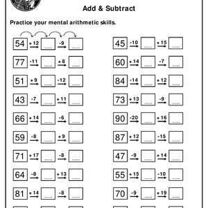 2nd & 3rd Grade Mental Math Worksheet Bundle – 10 Printable Horizontal ...