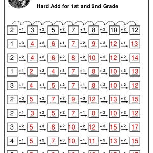 Mental Math Hard Addition Worksheets for 1st and 2nd Grade – 10 ...