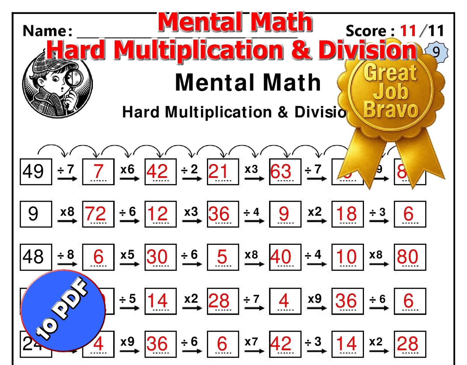 3rd & 4th Grade Multiplication and Division Practice Worksheets Bundle ...