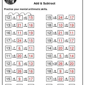 2nd & 3rd Grade Mental Math Worksheet Bundle – 10 Printable Horizontal ...