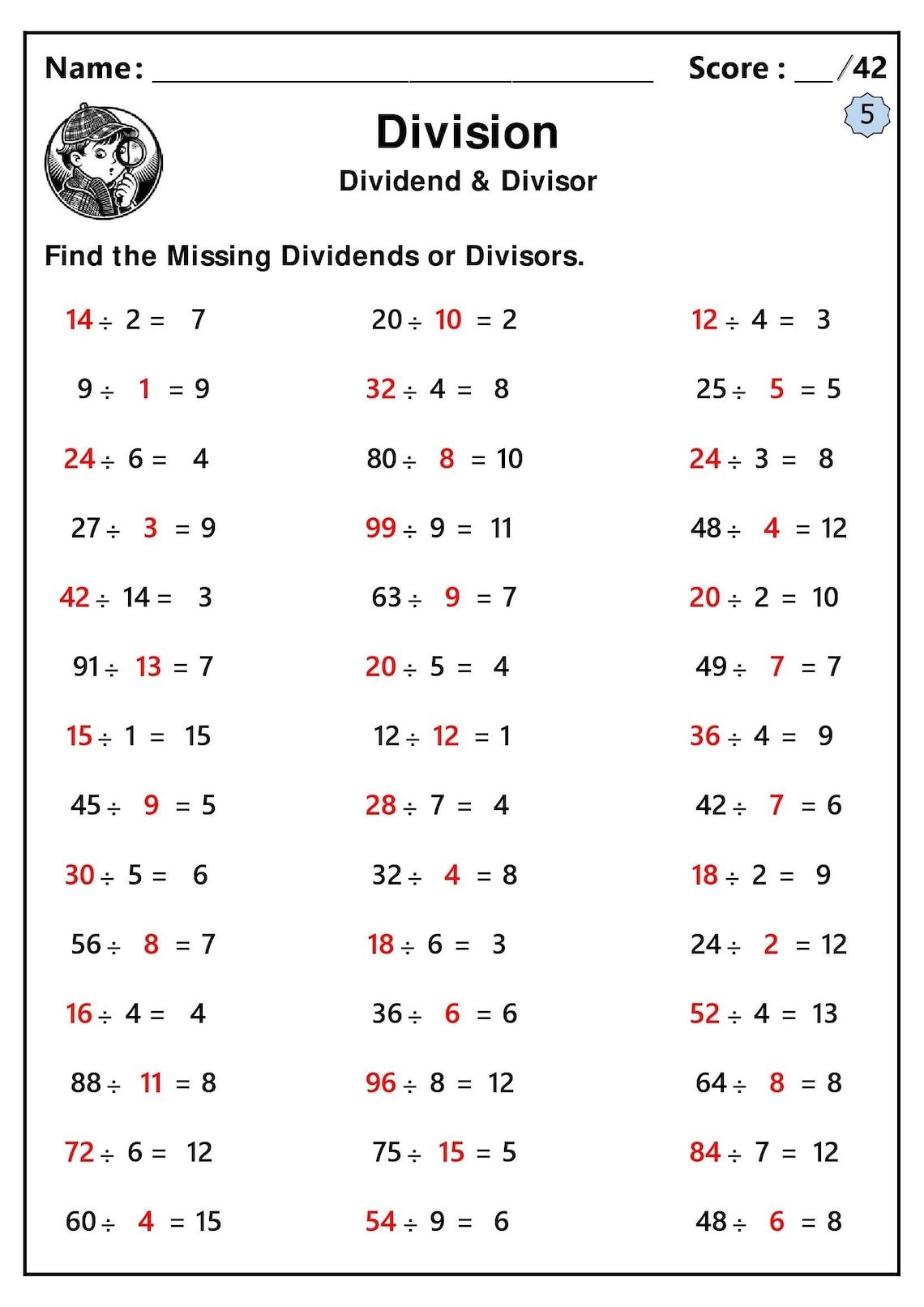 10 Printable Division Practice Worksheets Bundle With Dividends and ...
