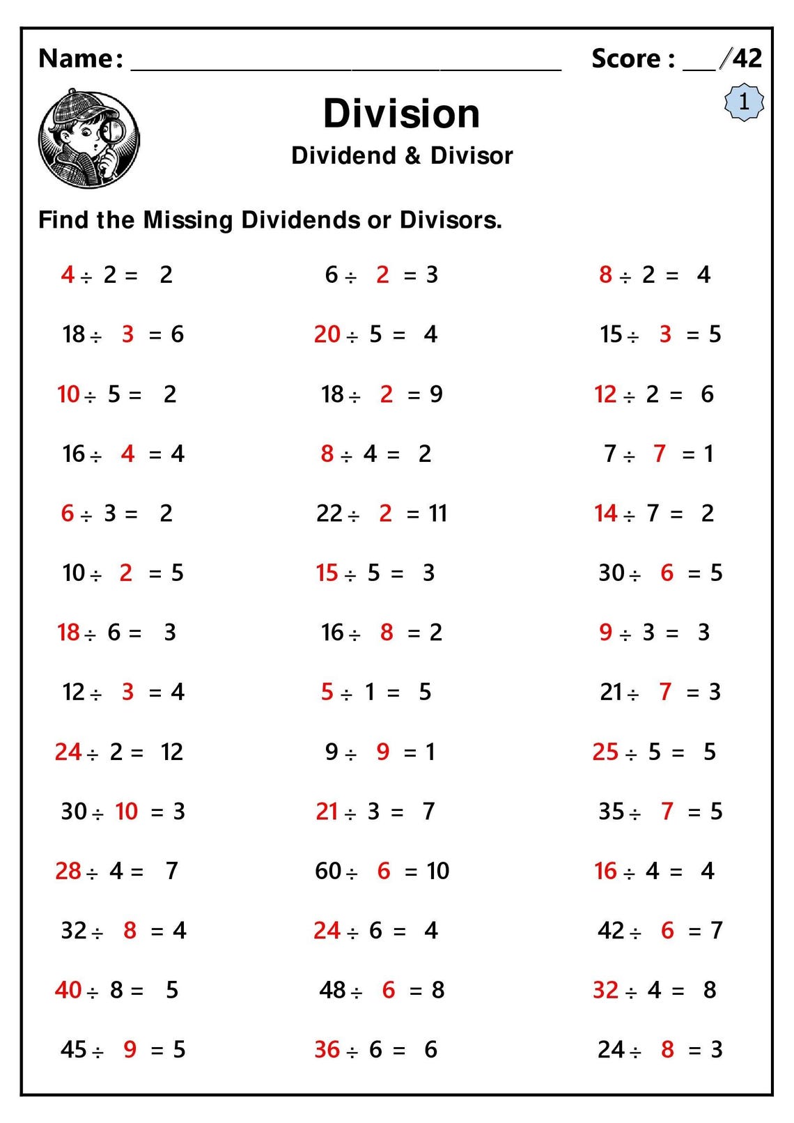10 Printable Division Practice Worksheets Bundle With Dividends and ...