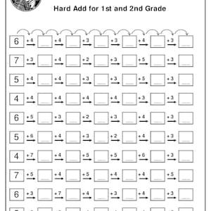 Mental Math Hard Addition Worksheets for 1st and 2nd Grade – 10 ...