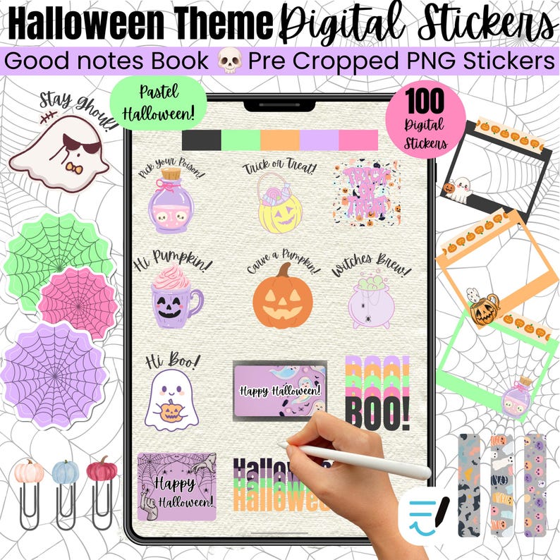 Pastel Halloween Digital Sticker Pack | 100 Pre-cropped Pngs for ...