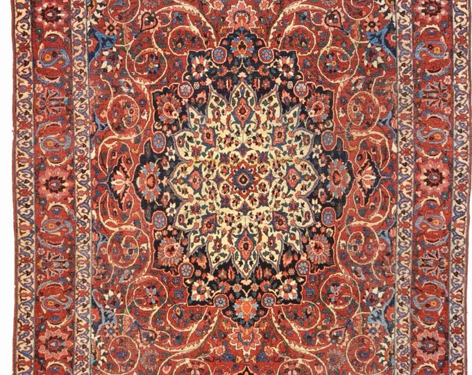 Antique Chahar Mahal Bakhtiari Persian Rug: Floral Medallion, Circa ...