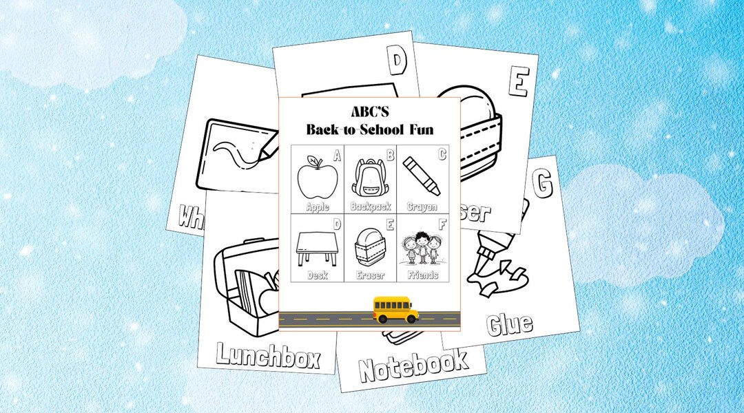 ABC Coloring Book: School-themed Alphabet, A-Z (PDF Download) - Etsy