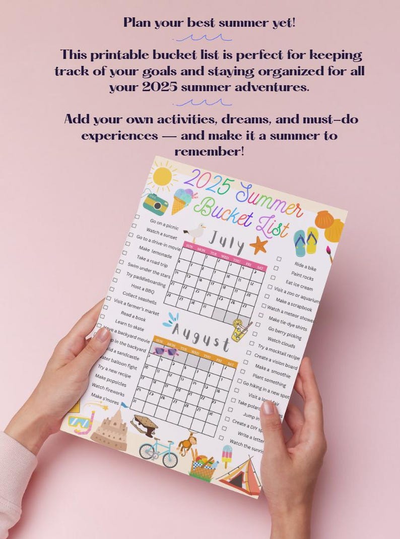 2025 Summer Bucket List Printable | Editable PDF | Fun Family and Kids ...