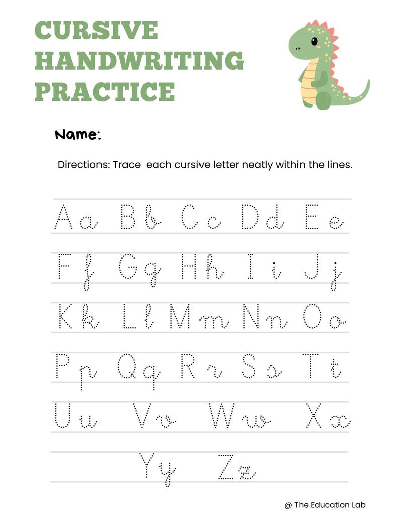 Cursive Alphabet Worksheet – Printable Handwriting Practice for Kids ...